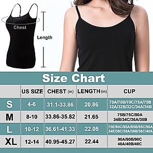 Ibeauti Womens Camisoles Tops with Built in Padded Bra Basic Breathable Tank Top (L, Black)