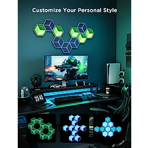 Govee Glide Hexagon Light Panels Ultra, 3D Wall Lights with DIY, RGBIC LED Gaming Lights for Wall, LED Lights for Gaming Setup with 129 Lamp Beads, Works with Alexa, 10 Pack, Lunar White