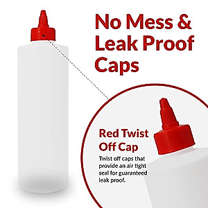 Reli. Plastic Squeeze Bottles, 16 oz. | 8 Pack | Condiment Squeeze Bottles for Sauces | Clear w/Red Twist Cap | 16 Ounce Hot Sauce, Ketchup Bottles | Squirt Bottles for Condiments, Olive Oil, Liquids