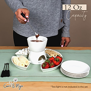 Fondue Pot Set – Family Friendly & Interactive Fondue Set w/Tea Light Heat Source - Quality Ceramic Pot for Any Dinner or Party Theme - Ideal Gift for Couples & Wedding Registry Must Haves