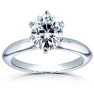 Kobelli 1 1/2 ct Oval Moissanite 6-Prong Solitaire Ring - 6.5 / white-gold/Forever One D-E-F