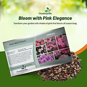 Outsidepride 10000 Seeds Annual Pink Wild Flower Seed Mix for Planting