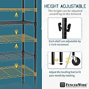 Fencer Wire NSF Commercial Heavy Duty Wire Shelving w/Wheels, Leveling Feet & Liners, Kitchen Storage Shelf, Garage Shelving Storage, Utility Wire Rack Storage Shelves, w/Liner, 48 x 18 x 76 4-Tier