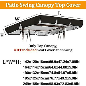 BTURYT Swing Chair Canopy Replacement, Swing Canopy Cover Rainproof Oxfords Cloth 2 and 3 Seater Swing Seat Replacement Awning Canopy Cover for Outdoor Patio Garden