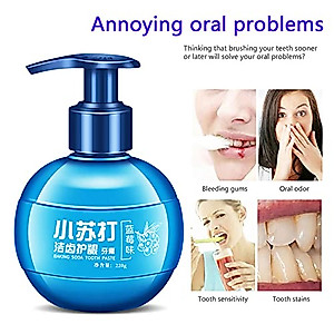 220g Instant Clean Intensive Stain Removal Whitening Toothpaste Baking Soda Blueberry Flavor Toothpaste Prevent Tooth Decay (Purple)