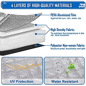 Komsepor RV Windshield Cover for Class C Ford 1997-2022 RV Front Window 4 Layers Class C Motorhome Cover 27 Foot Temperature Control Sunshade/Snow Cover Upgraded Strong Magnet/Side Mirror Cutout