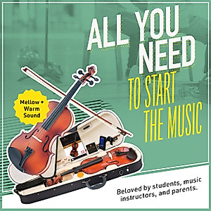 Mendini by Cecilio Violin 4/4 Full Set for Beginners - Fiddle MV 300 Satin Antique Finish