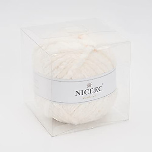 NICEEC 300g Soft Chenille Yarn Blanket Yarn Velvet Yarn for Knitting Fancy Yarn for Crochet Weaving DIY Craft Total Length 150m (164yds)_Cream White