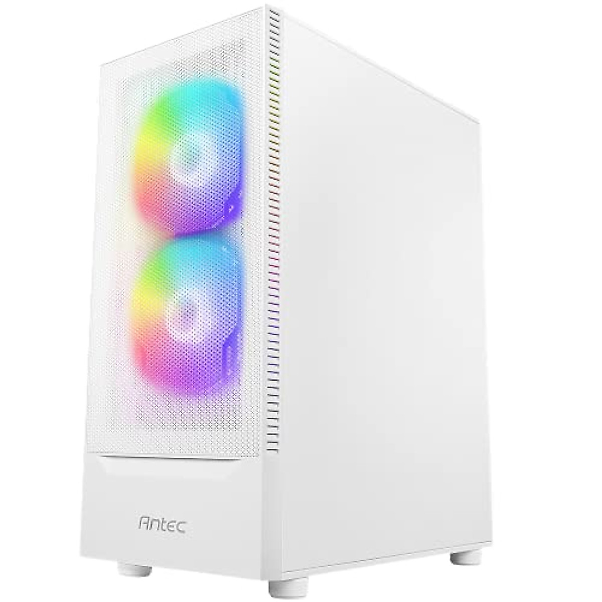 Antec NX410 ATX Mid-Tower Case, Tempered Glass Side Panel, Full Side View, Pre-Installed 2 x 140mm in Front & 1 x 120 mm ARGB Fans in Rear (White) (9734088000)