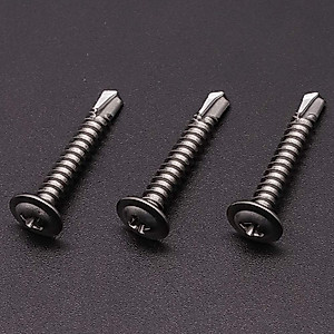 #10 x 2 (50 Pack) Stainless Steel Wafer Head Self Drilling Screws, 410 Stainless Steel Phillips Modified Truss Head Sheet Metal Screws, No Pre-drilled Needs, Quick Metal Self Tapping Screws