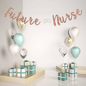 Future Nurse Banner, Nurse Grad Banner, Congrats Nurse RN, Nursing School, Medical College Graduation Party Decorations (Rose Gold Glitter)