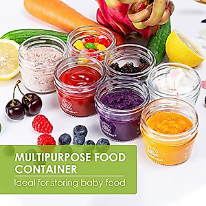 Facilfeliz 24 pack Glass Baby Food Storage Jars, 4 oz Baby Food Jars with Airtight Lids, Leakproof Reusable Small Glass Baby Food Containers for Infant & Baby, Freezer, Microwave & Dishwasher Safe