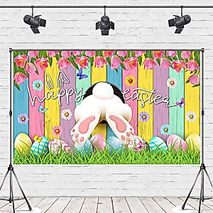 FARMNALL Easter Backdrop Bunny Egg Rabbit Photography Backdrop Easter Photo Decorations Photo Background Easter Grass Wall Decor