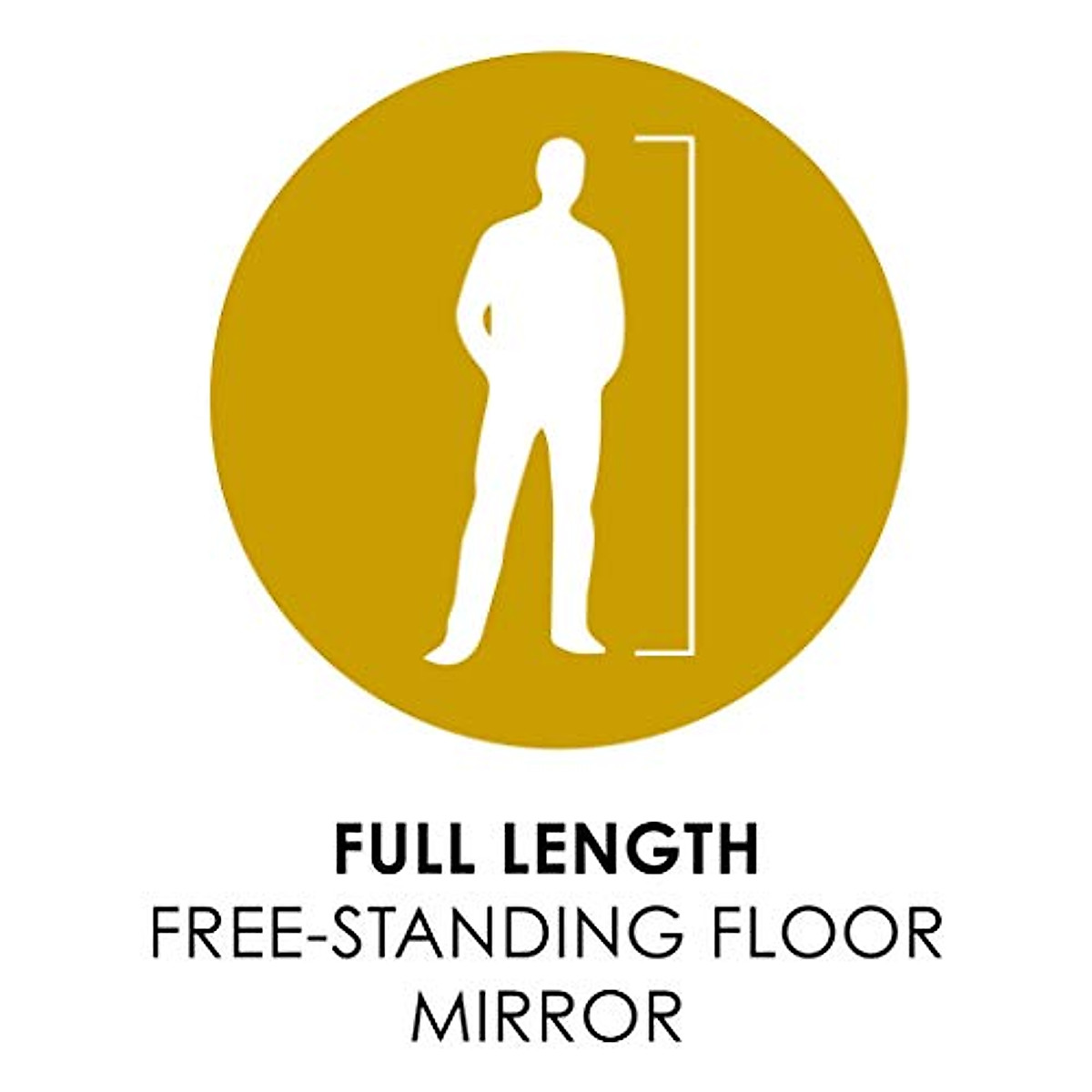 Adesso Adeline Full Length Simple, Modern Rounded Floor Mirror with Silver Folding Frame,Black