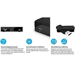 Digital Converter, Ematic Digital TV Converter Box with Recording, Playback, & Parental Controls