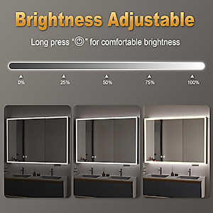 Lighted Medicine Cabinet with Mirror, Led Medicine Cabinet with Color Adjustment and Anti-Fog Mirror, Easy to Install 2 Doors Aluminum Wall Mounted Cabinet 31.5'' x 23.6'',Black