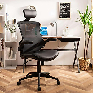 NJSV High Back Mesh Computer Chair Ergonomic Office Chair w/Flip-up Armrests Gaming Chair Office Chair Desk Chair Computer Chair Home Office Desk Chairs Gamer Chair Office Chairs