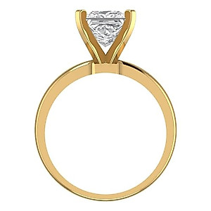 Clara Pucci 2ct Princess Cut Custom Engraving Moissanite Engagement Wedding Solitaire W/Accent Ring 18K Yellow Gold for Women Size 3.5