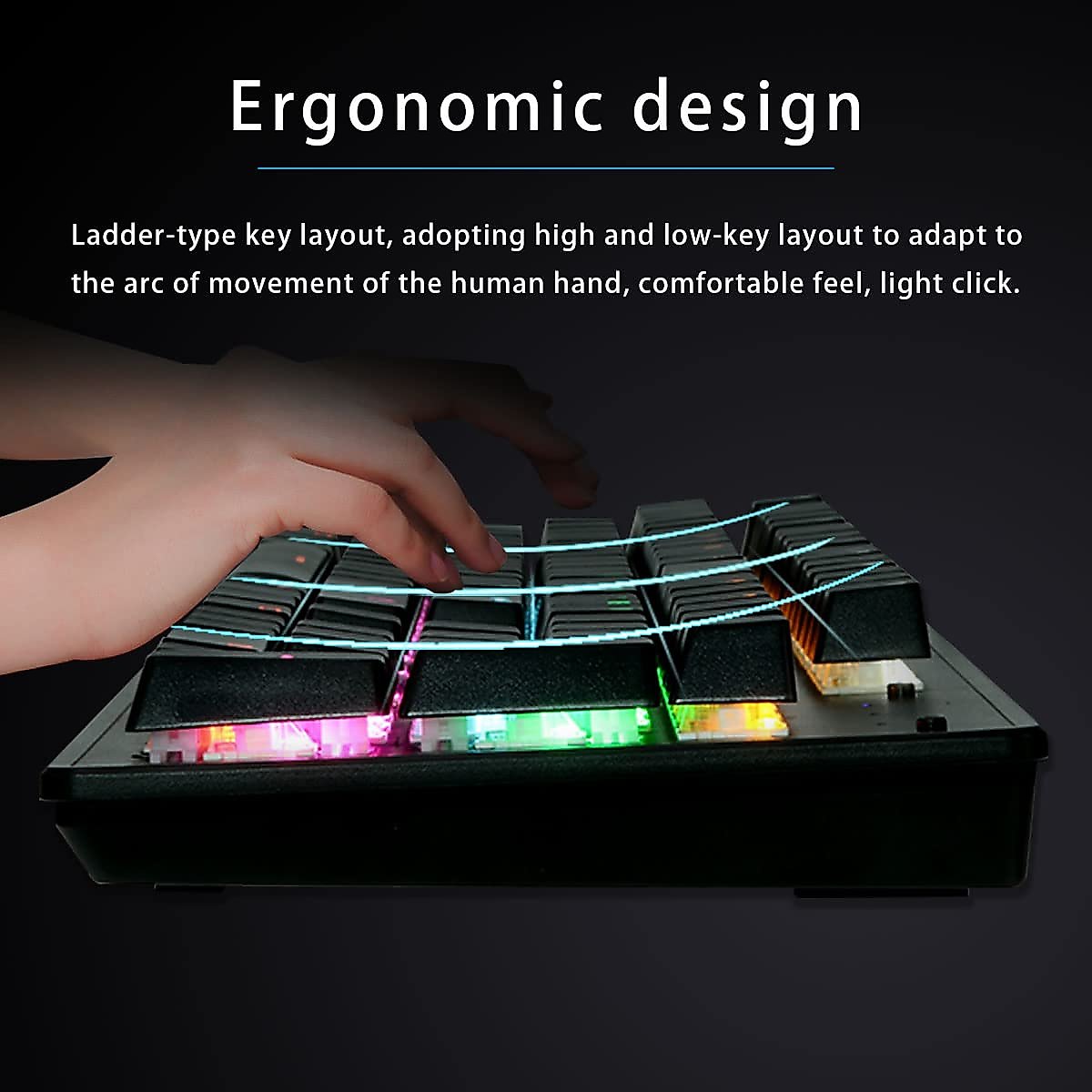 K11 Wired Gaming Keyboard RGB Rainbow LED Backlit Ergonomic Waterproof Mechanical Gaming Keyboard for Desktop, Computer, PC - Black