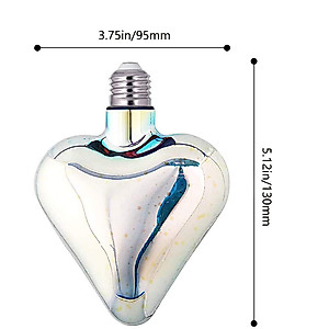 AMZSTAR 3D Firework Bulb Starry Light Bulb E27 AC 85-220V 4.5W Heart Bulb Warm White Light for Valentine's Day Decoration Bar Glass LED Lamp (Love Shape)
