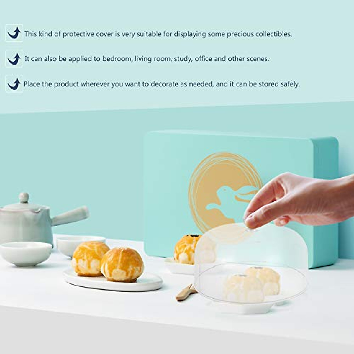 Yardwe Glass Bell Dome Glass cake display food glass dome transparent cake dome cake dome cover cover Cake Dome- Cake Dome Lid