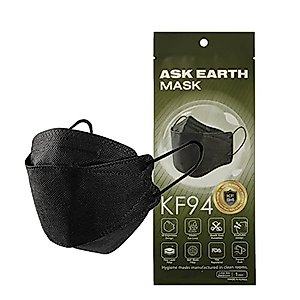 Letusto Ask Earth KF94 Face Masks 4 Layer Protection Safety Mask with 3D Design for Maximum Protection… (50, Black)