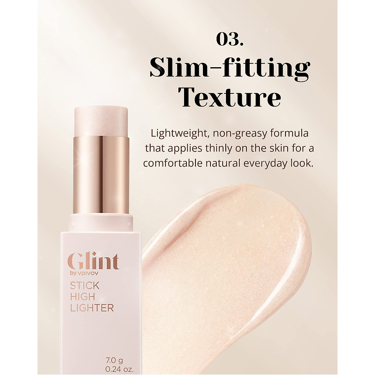 Glint Stick Highlighter (Dewy Moon, 0.3oz) - Multi-Use Illuminator Stick, Creamy & Blendable Color | Korean Skincare