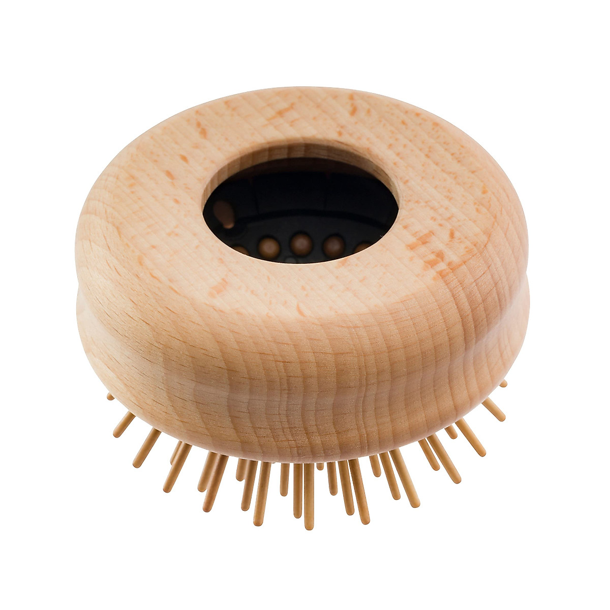 Redecker Pop-up Hairbrush, Oiled Beechwood with Straight Hornbeam Pins, Compact Brush for Purse, Pocket, and Travel, 2-3/4 Inches