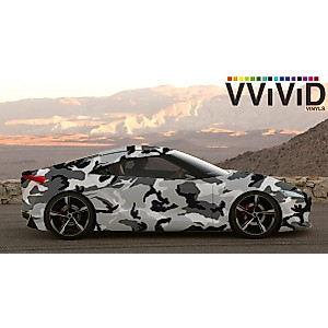 VViViD Vinyl Camouflage Pattern Wrap Air-Release Adhesive Film Sheets (1ft x 5ft, Snow Camo)