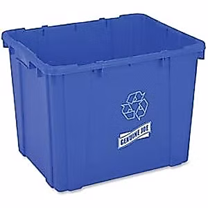 Genuine Joe GJO11582 Recycling Bin, Rectangular, 14 gal Capacity, 14.5" Height x 19.5" Width x 15.4" Depth, Blue (Pack of 1)