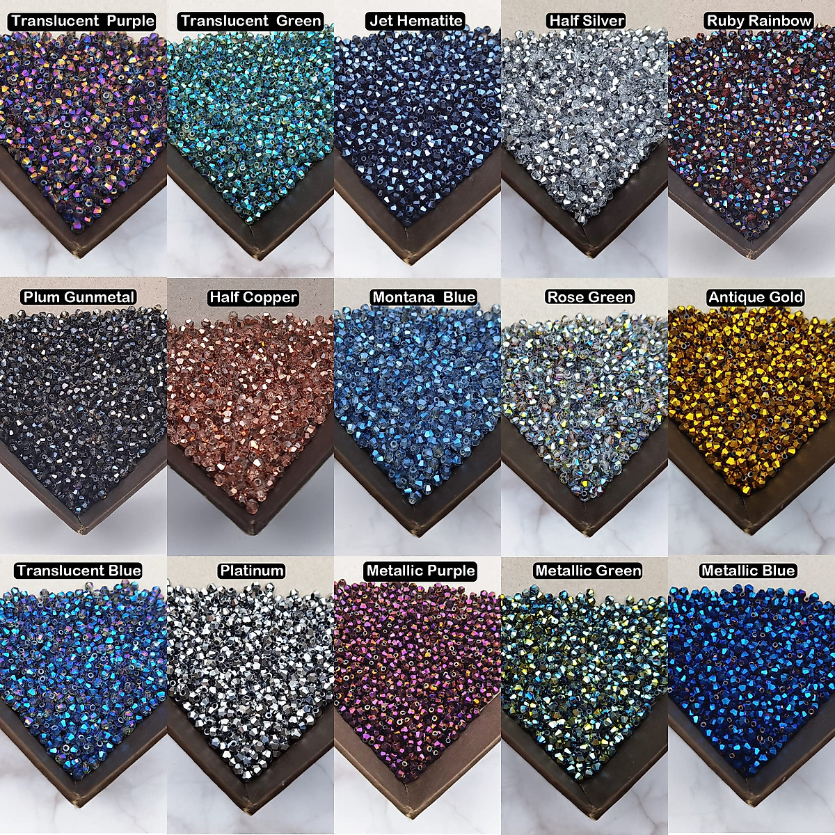 INSPIRELLE Approx 2400pcs 4mm Electroplated Multicolor Bicone Beads for Jewelry Bracelet Making Bulk Faceted Crystal Glass Briolette Beads
