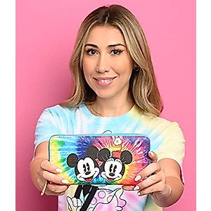 Loungefly Disney Mickey Minnie Mouse Tie Dye Faux Leather Wallet Zip Around Clutch