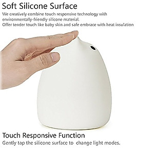 WoneNice Portable Cute Kitty Silicone Night Lamp,USB Rechargeable Children Night Light with Warm White & 7-Color Breathing Modes, Touch Sensor Control, Gift for Women Teen Girls Kids Toddler Baby