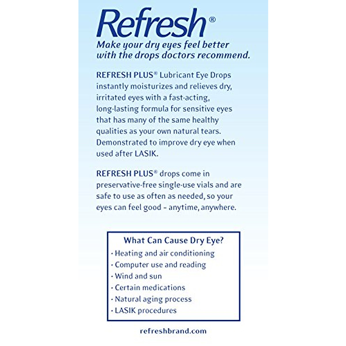 Refresh Plus Lubricant Eye Drops, Preservative-Free, 0.01 Fl Oz Single-Use Containers, 50 Count, Packaging May Vary