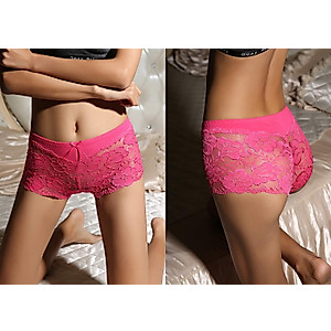 YaoKing Women's Underwear Regular & Plus Size Panties Lace Boyshort Hipster Cheeky Panty- 6 Pack (6 Pack-9144, M)