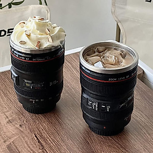 Camera Lens Coffee Mug With Lid, Travel Coffee Cup, Stainless Steel Insulated Tumbler Cup For Lovers Valentine's Day Gifts Creative Photographer Gifts Birthday Present