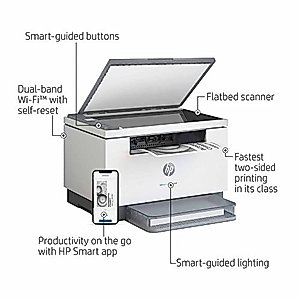 HP LaserJet MFP M234dw All-In-One Wireless Monochrome Laser Multifunction Printer, Print Scan Copy-30 ppm, 600 x 600 dpi, 1.3" LCD, 8.5" x 14", Auto Duplex Printing, USB, Ethernet, Cbmou Printer_Cable