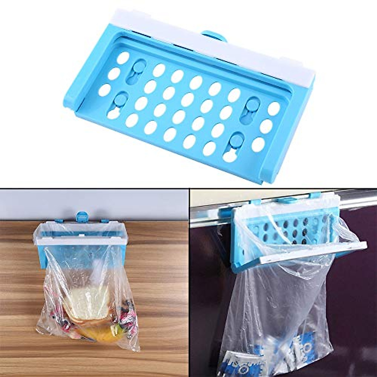 Riuty Garbage Bag Rack,Foldable Plastic Garbage Bag Rack Kitchen Trash Bag Holder Suitable for Home Kitchen Door Cabinet Cupboard