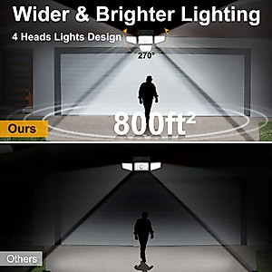 Solar Lights Outdoor, 270 LED 3000LM Motion Sensor Light, IP65 Waterproof 4 Heads 3 Modes 330°Wide Angle 6500K Solar Powered Security LED Wireless Flood Lights Luces Solares para Exteriores (2 Pack)