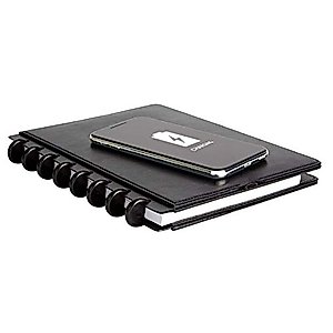 TUL Wireless Charging Discbound Notebook, Leather Cover, Letter Size, Black