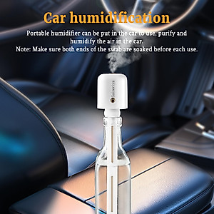 Mini Portable Humidifier, travel humidifier, Small USB Personal Humidifiers with Ultra Quiet, Optional Container, Tiny Travel Easy Use Humidifier for Plants, Car, Office, Hotel - White