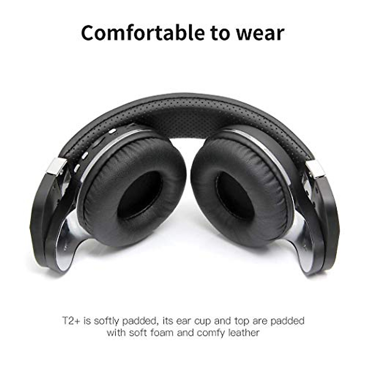 Bluedio T2 Plus Turbine Wireless Bluetooth Headphones with Mic/Micro SD Card Slot/FM Radio (Black)