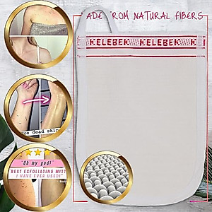 Kelebek Premium Natural Exfoliating Gloves, Turkish Hammam Kese, Original Exfoliating Mitt, Body Scrub for Men and Women (Cream White 4 Pack (Medium))