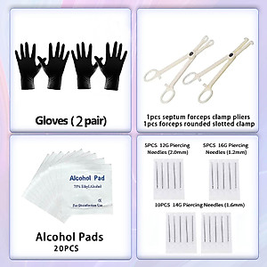 Tustrion 118PCS Piercing Kit for All Body Piercings Stainless Steel Piercing Jewelry 14G 16G Jewelry for Ear Cartilage Tragus Nose Septum Lip Nipple Piercing Tools