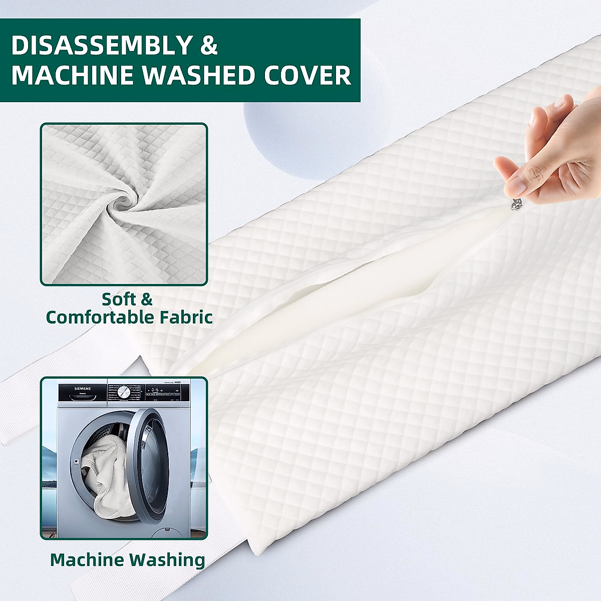 Bed Bridge Twin to King Converter Kit, Split King Gap Filler Mattress Bed Connector, One-Piece Foam with Detachable Cover for Stayover, Family, Vacation Rentals