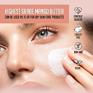 era of nature Organic Unrefined Raw MANGO BUTTER BLOCK Bulk, Skin Moisturizing, Use Alone or in DIY Body Butters, Soaps, Lotions and lip balm - 2lb (32oz)