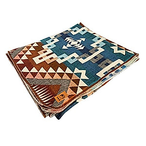 ALPAKITAS Blanket Throw | Large, Beautiful, Warm, Variegated | 75 x 45 inches | Ultra-Soft, Hypoallergenic and Breathable | Non-Itchy or Scratchy Fabric (Ancestral Design Orange & Blue)