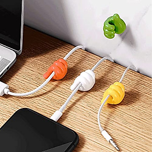 Thumb Hooks for Hanging, 15pcs Self Adhesive Thumb Cable Organizer Clips No Punching Key Hook Holder Wall Hangers, Multifunctional Nails-Free Utility Silicone Hooks Desk Wire Management Storage