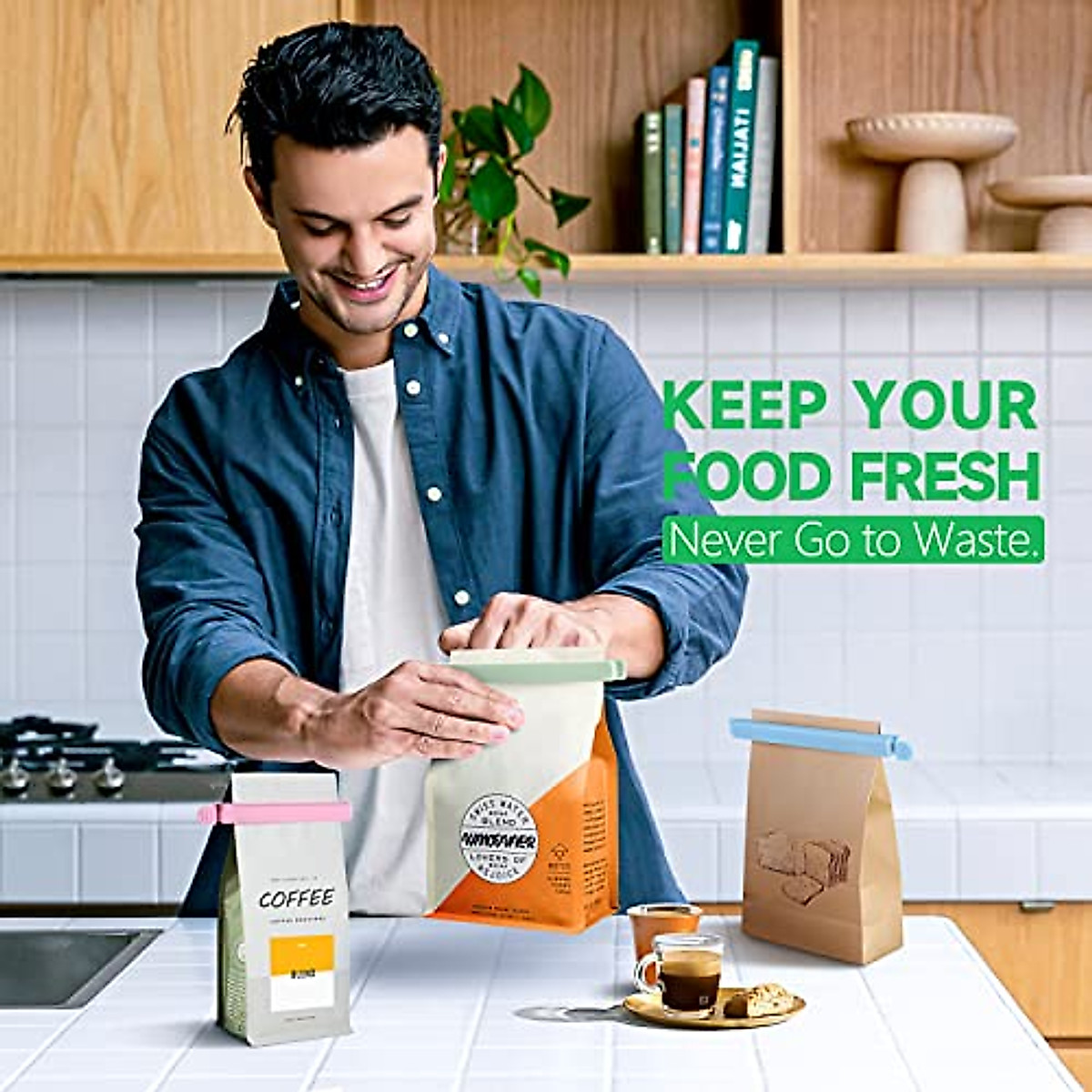 30 Pack Bag Sealing Clips for Food Package, Resealable Chip Clips Food Bag Sealers for Food Storage Snack Bags - Washable, Freeze-Resistant, and Microwave Safe(6 in, 4.8 in)