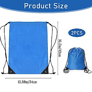 Sliverdew 2 Pcs Blue Drawstring Backpack Bags Sports Cinch Sack String Bags Drawstring Gym Bag Draw String Backpack Bulk Swimming String PE Bags
